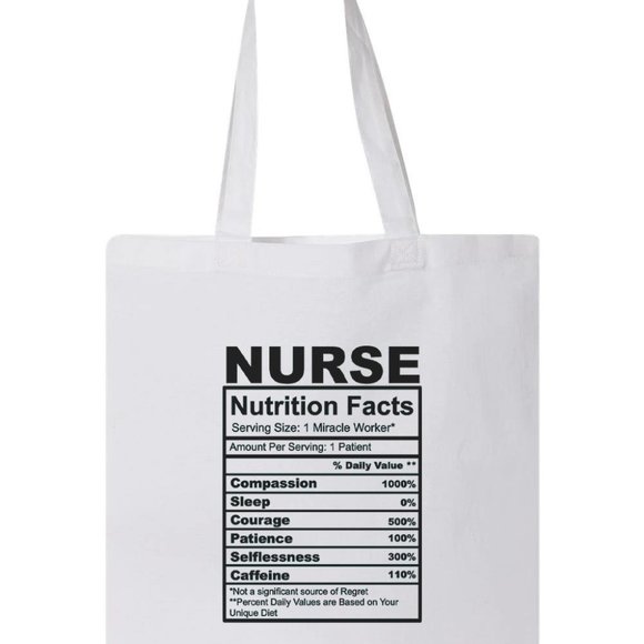 Bags | Nurse Nutrition Facts Design Tote Bag | Poshmark